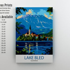 Lake Bled Slovenia Travel Poster Alpine Lake Art Bled Castle Print ...