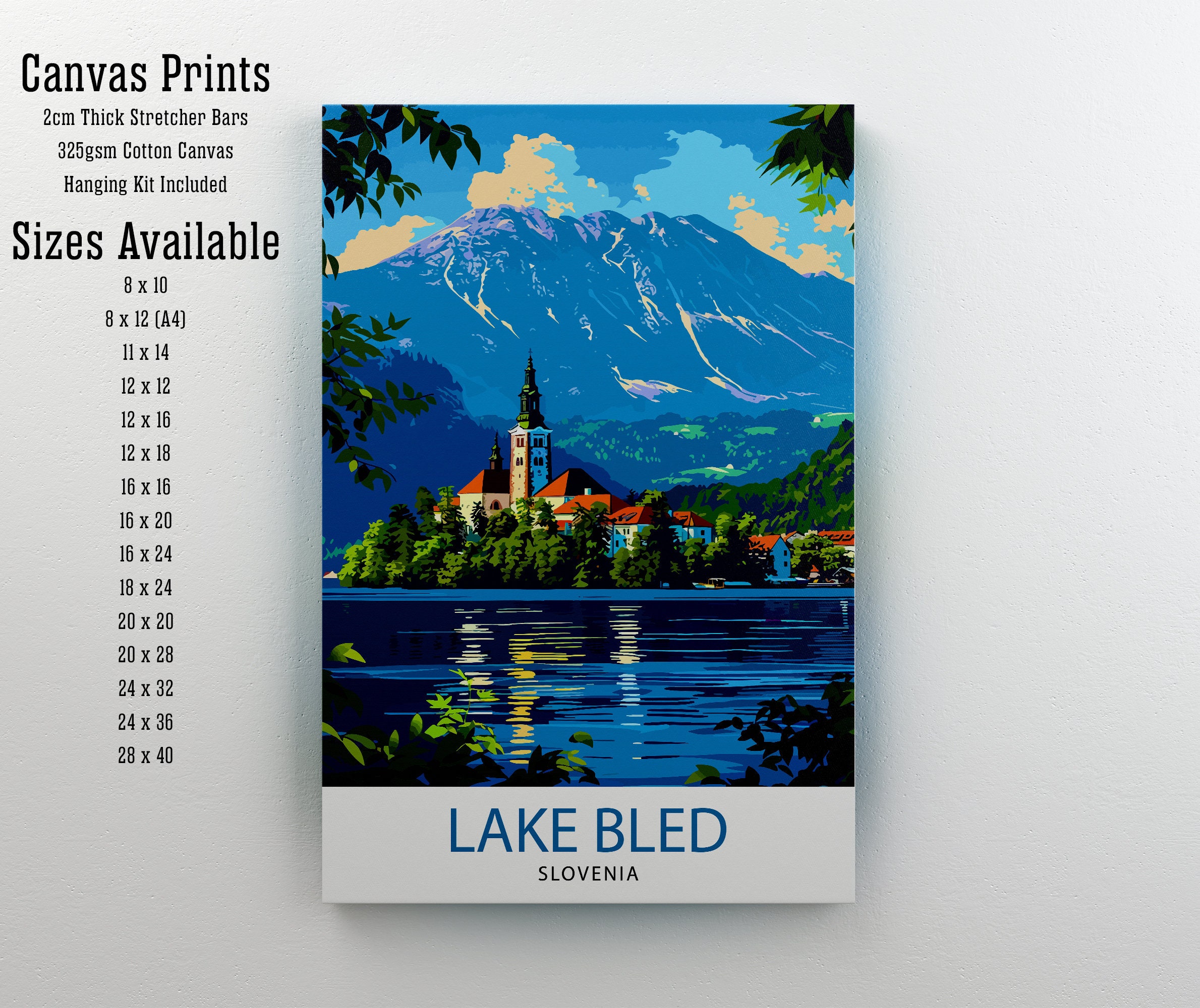 Lake Bled Slovenia Travel Poster Alpine Lake Art Bled Castle Print ...