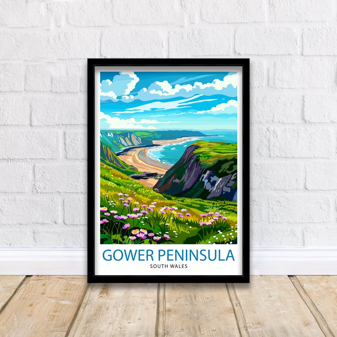 Gower Peninsula Wales Travel Print Wall Decor Wall Art Gower Peninsula ...