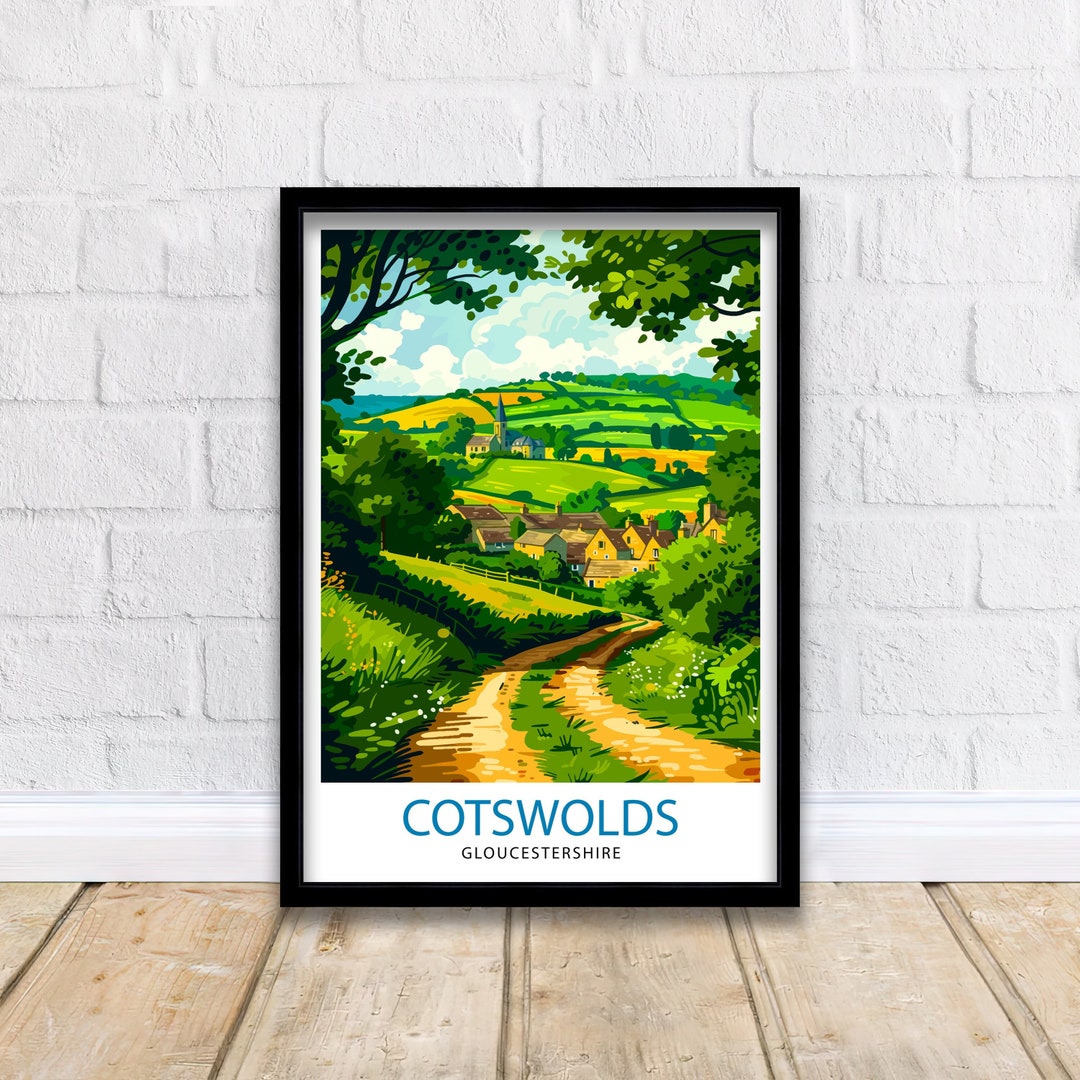 Cotswolds Travel Print Cotswolds Wall Art Cotswolds Illustration Travel ...
