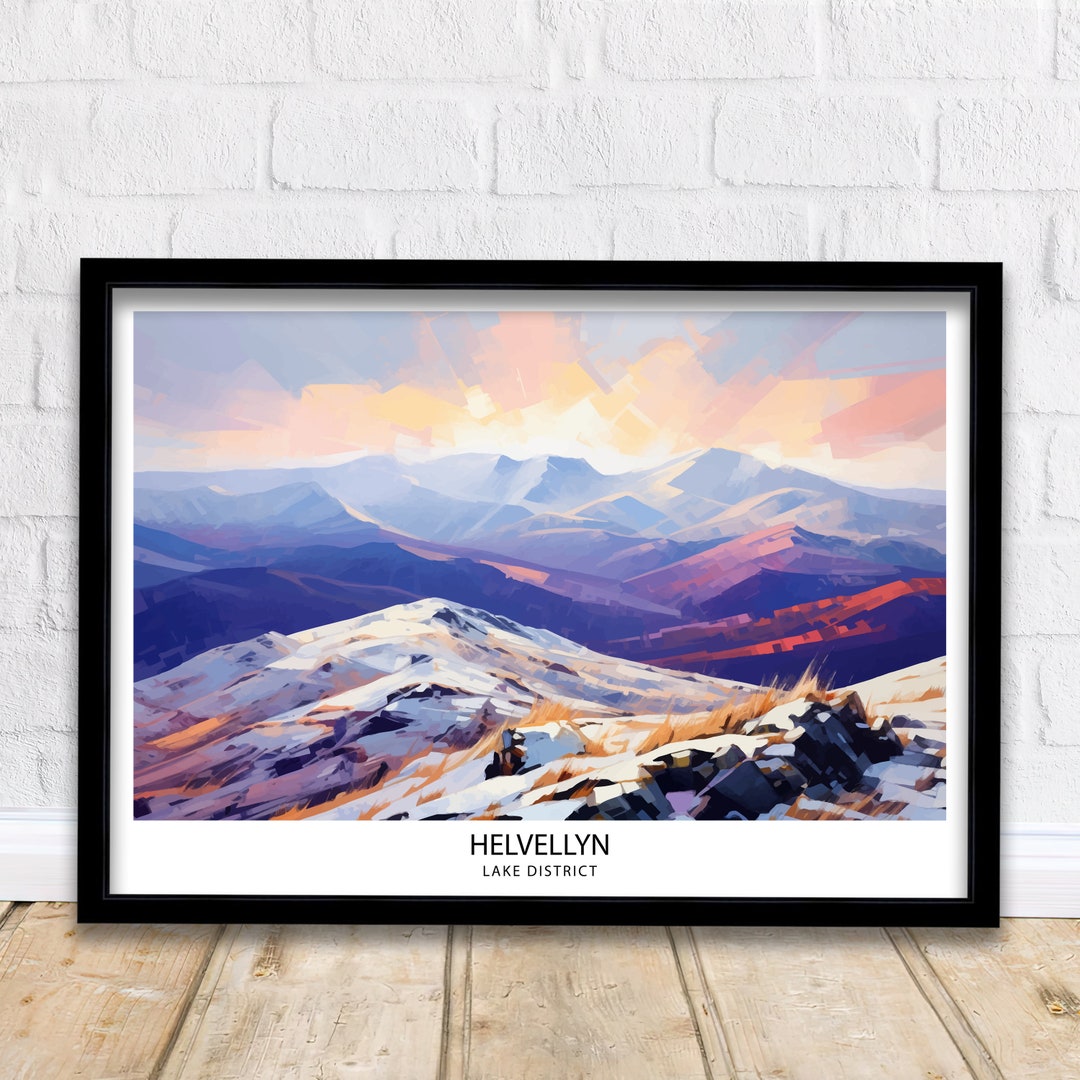 Helvellyn Lake District Print English Mountain Landscape Art Helvellyn ...