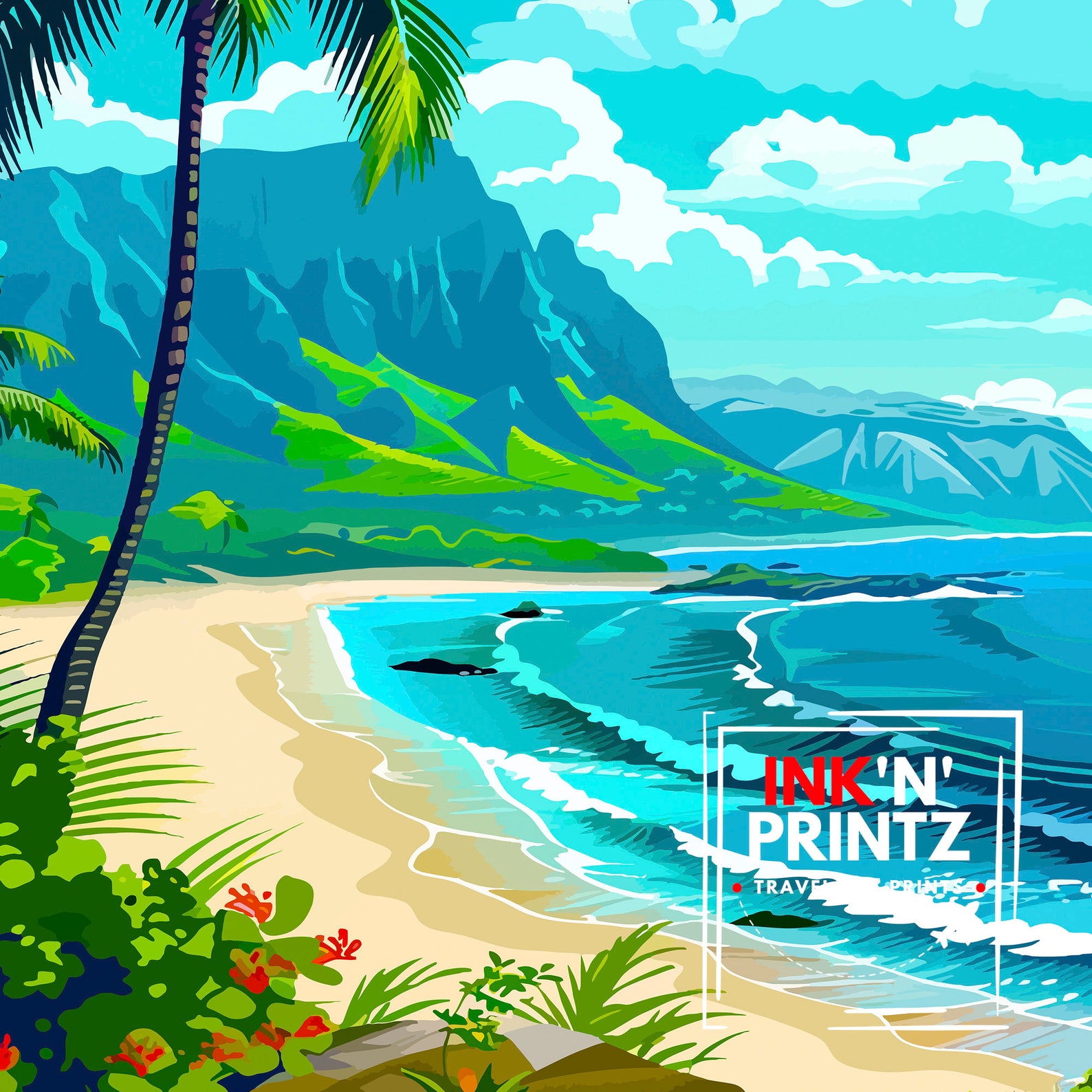 Oahu Hawaii Travel Print Wall Decor Wall Art Oahu Wall Hanging Home ...