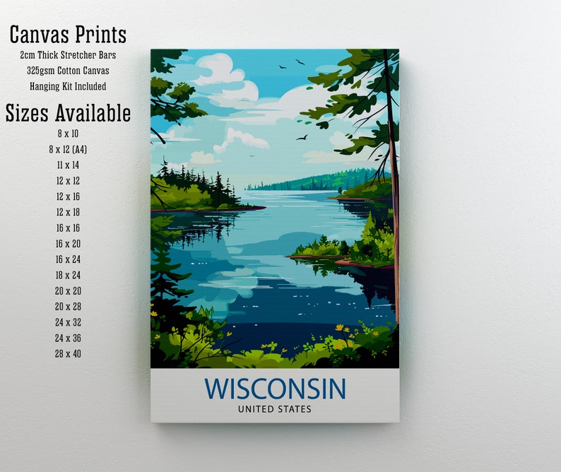 Wisconsin Travel Print Wall Decor Wall Art Wisconsin Wall Hanging Home ...