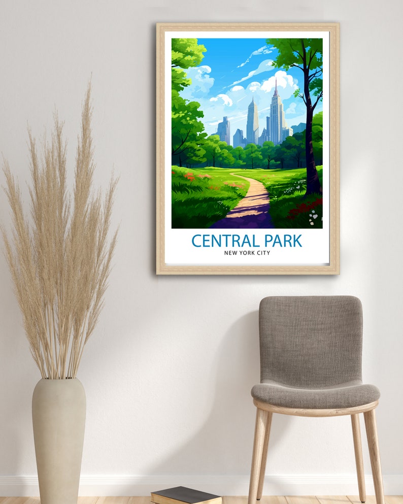 Central Park New York Travel Print| Central Park Wall Decor Central ...