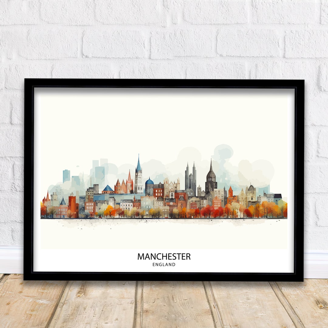 Manchester Travel Print Manchester Wall Art Manchester Cityscape Travel ...