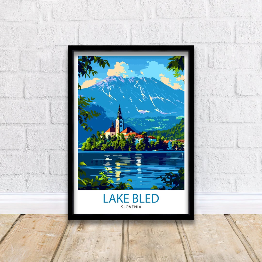 Lake Bled Slovenia Travel Poster Alpine Lake Art Bled Castle Print ...