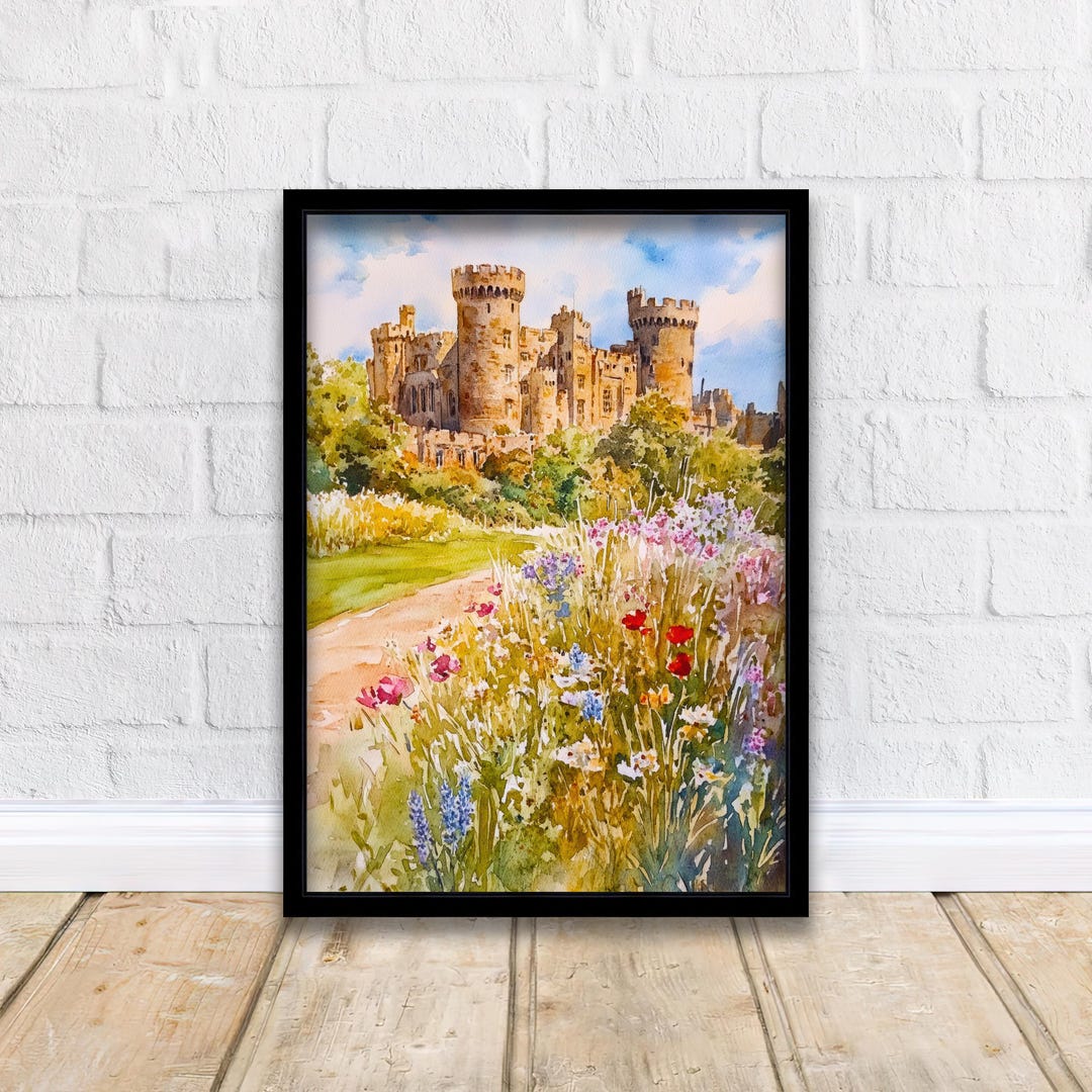 Alnwick Castle Watercolor Painting Northumberland Wall Art Historic ...