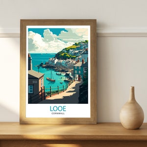 Looe Cornwall Travel Print Looe Wall Decor Looe Home Living Decor Looe ...