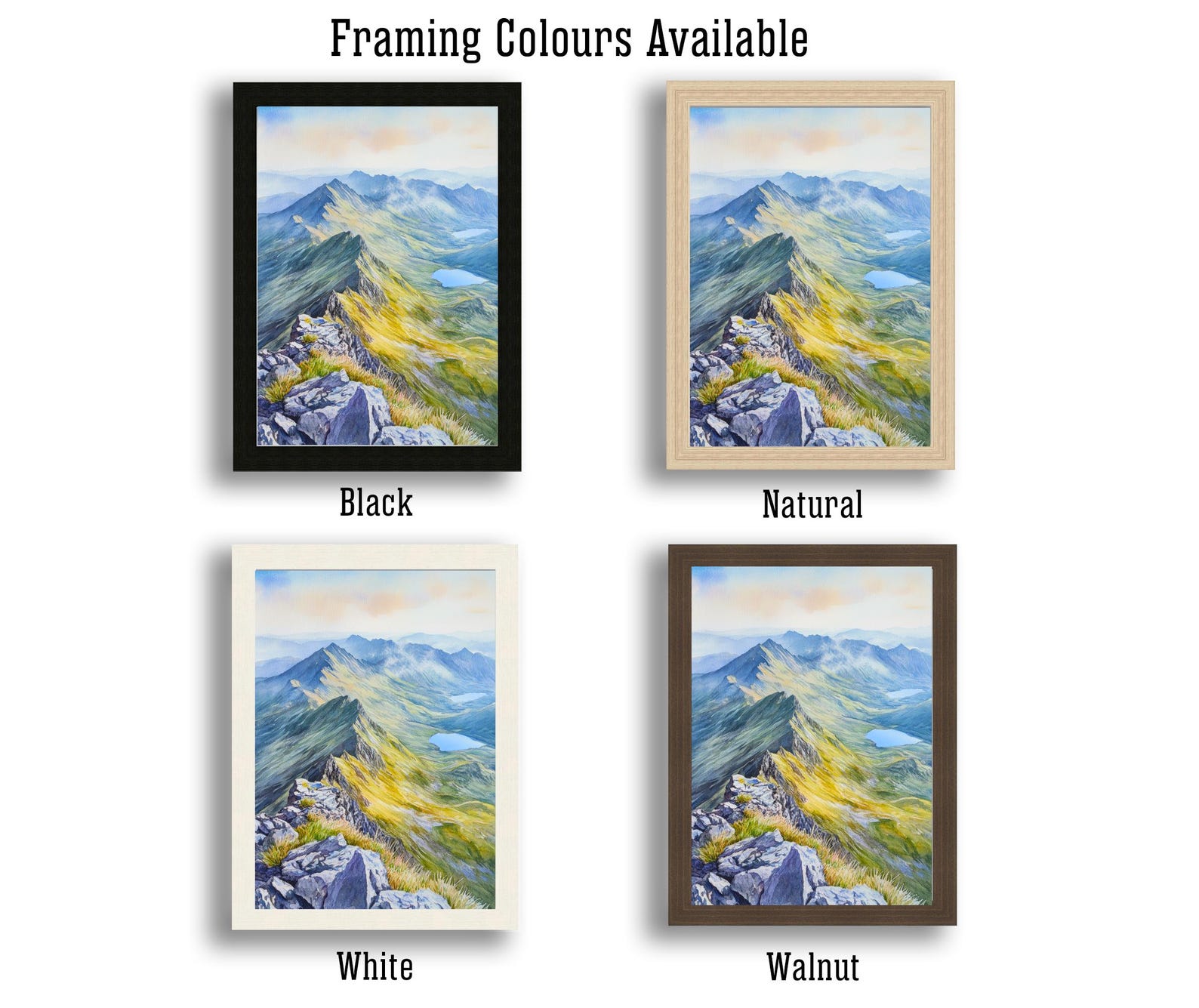 Snowdon Watercolour Painting Poster Wales Wall Art Mountain Landscape ...