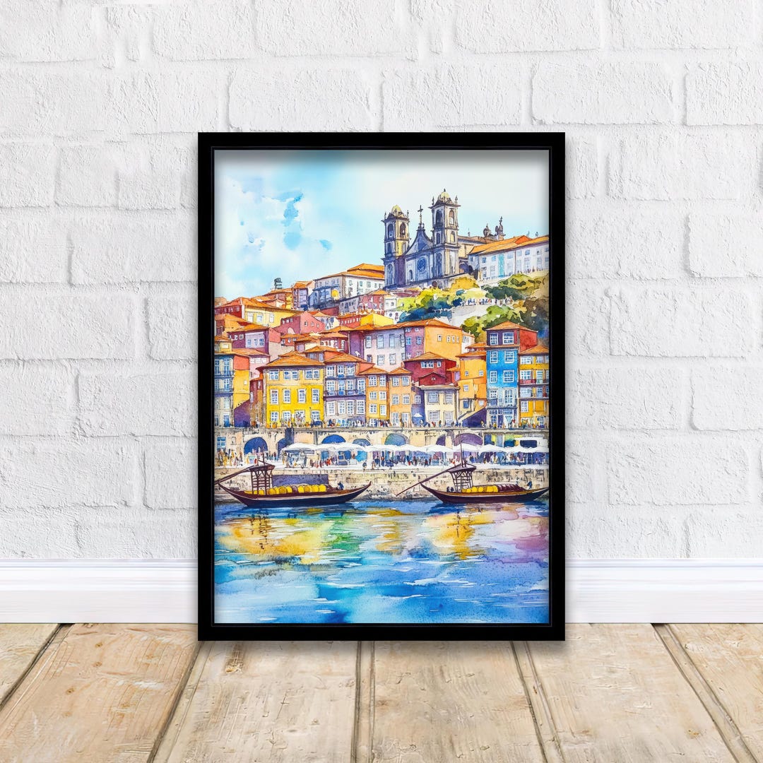 Porto Portugal Watercolor Painting Wall Art Porto Print Douro River Art ...