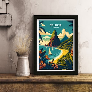 St Lucia St Lucia Print| | Caribbean | St Lucia Art | St Lucia Poster ...