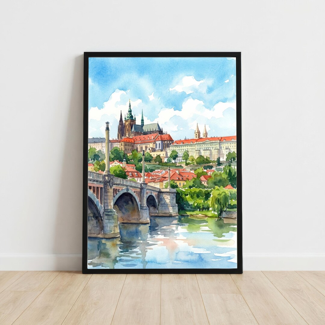 Prague Watercolour Painting Poster Czech Republic Wall Art City ...