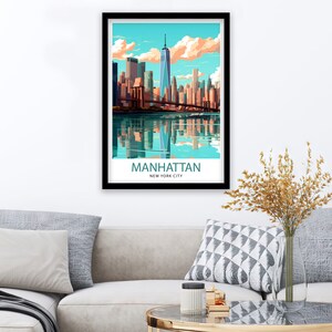Manhattan New York City Travel Print| Manhattan Wall Decor Manhattan ...
