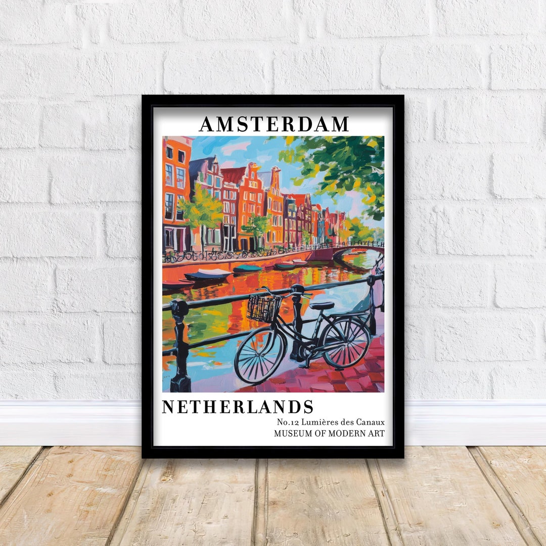 Amsterdam Netherlands Travel Poster Wall Decor Wall Art Amsterdam ...
