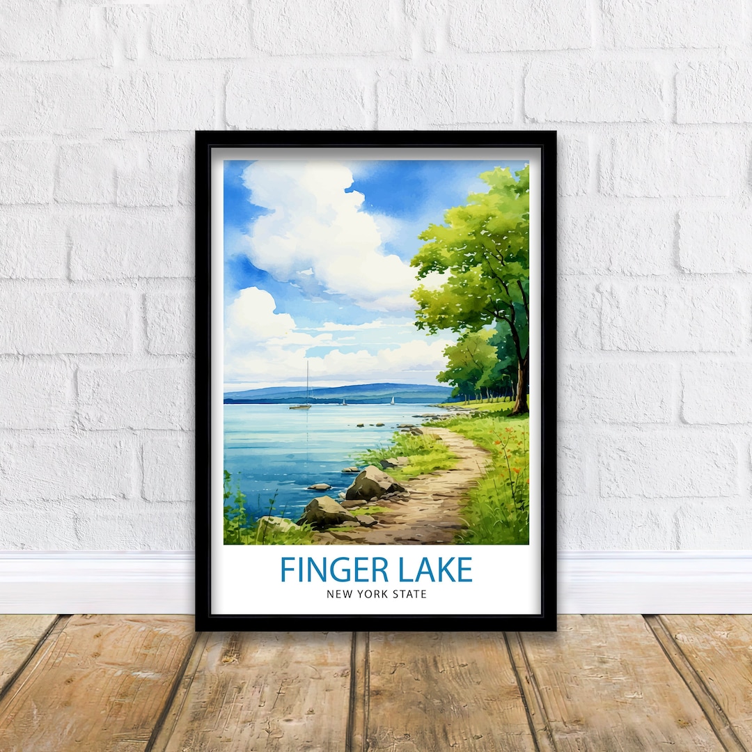 Finger Lakes New York State Travel Print Finger Lakes Wall Decor Finger ...