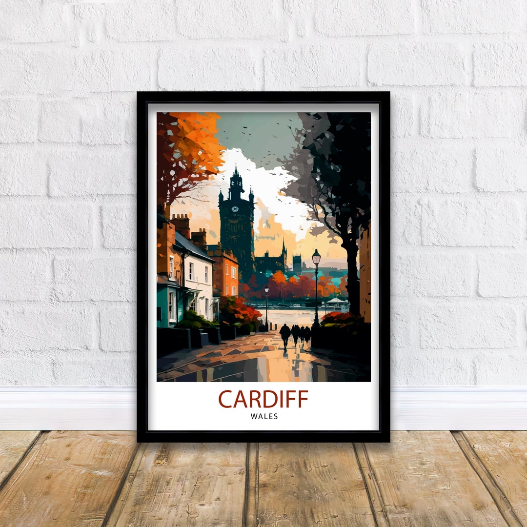 Cardiff Travel Print Wall Decor for Cardiff UK Cardiff Travel Poster ...
