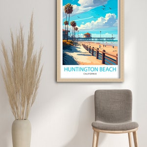Huntington Beach California Travel Print| Surf City Wall Decor Coastal ...