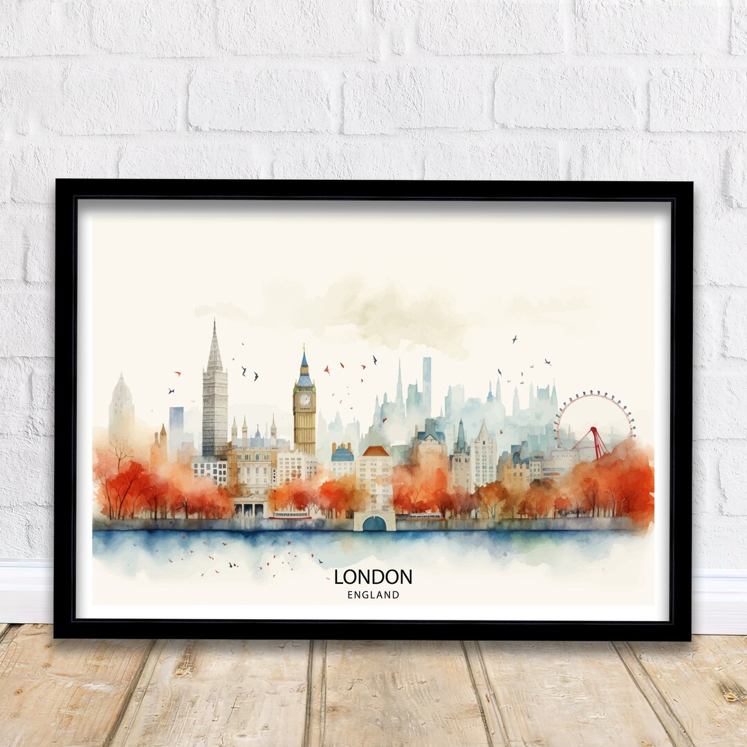 London Skyline Print Iconic Cityscape Art London Landmarks Poster ...