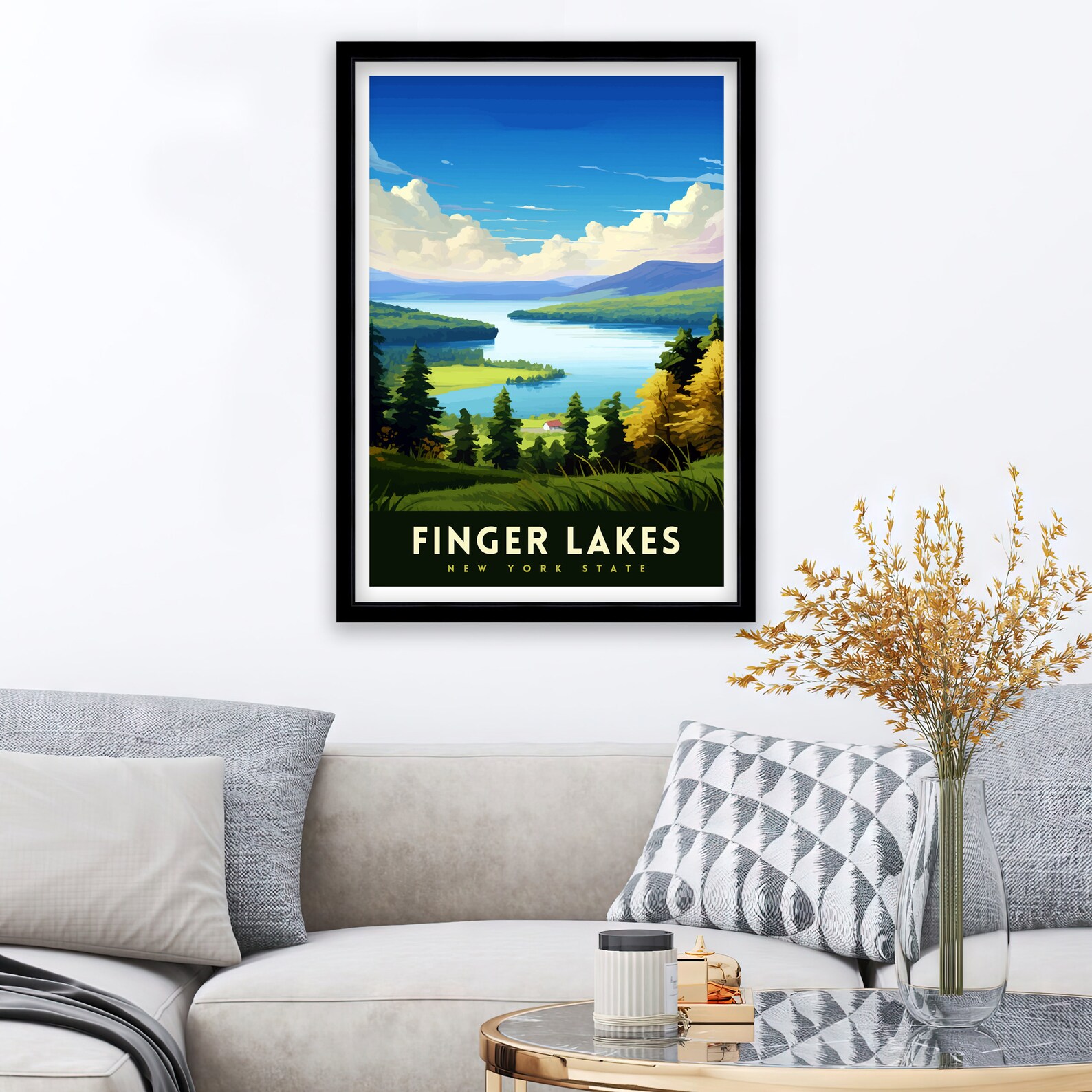 Finger Lakes New York State Travel Print| Finger Lakes Wall Decor ...