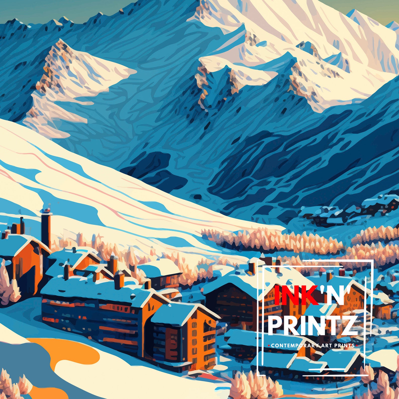Val D'isere Travel Print | Ski Poster| Travel Poster| Ski Print| Val Di ...