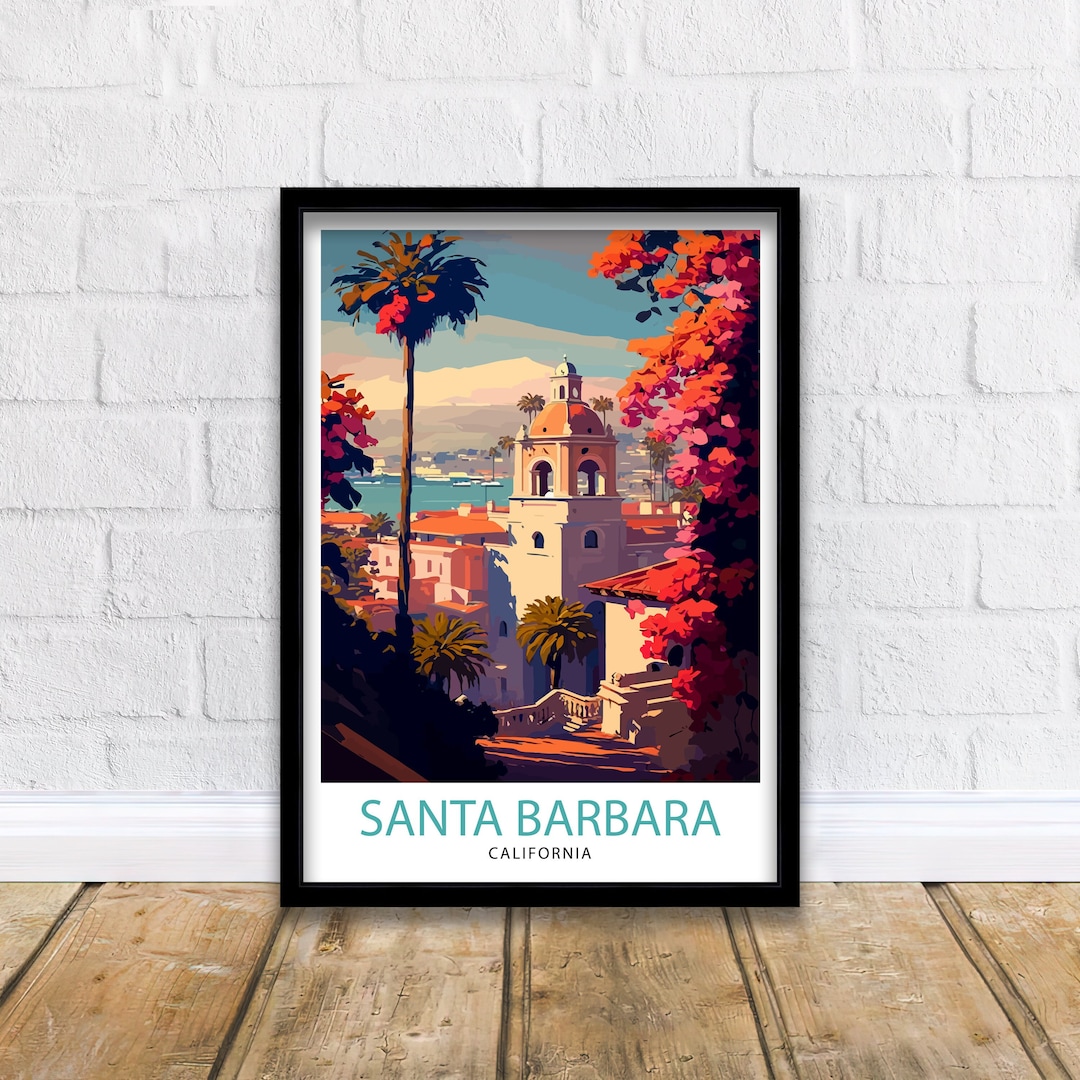 Santa Barbara California Travel Print| Santa Barbara Wall Art ...