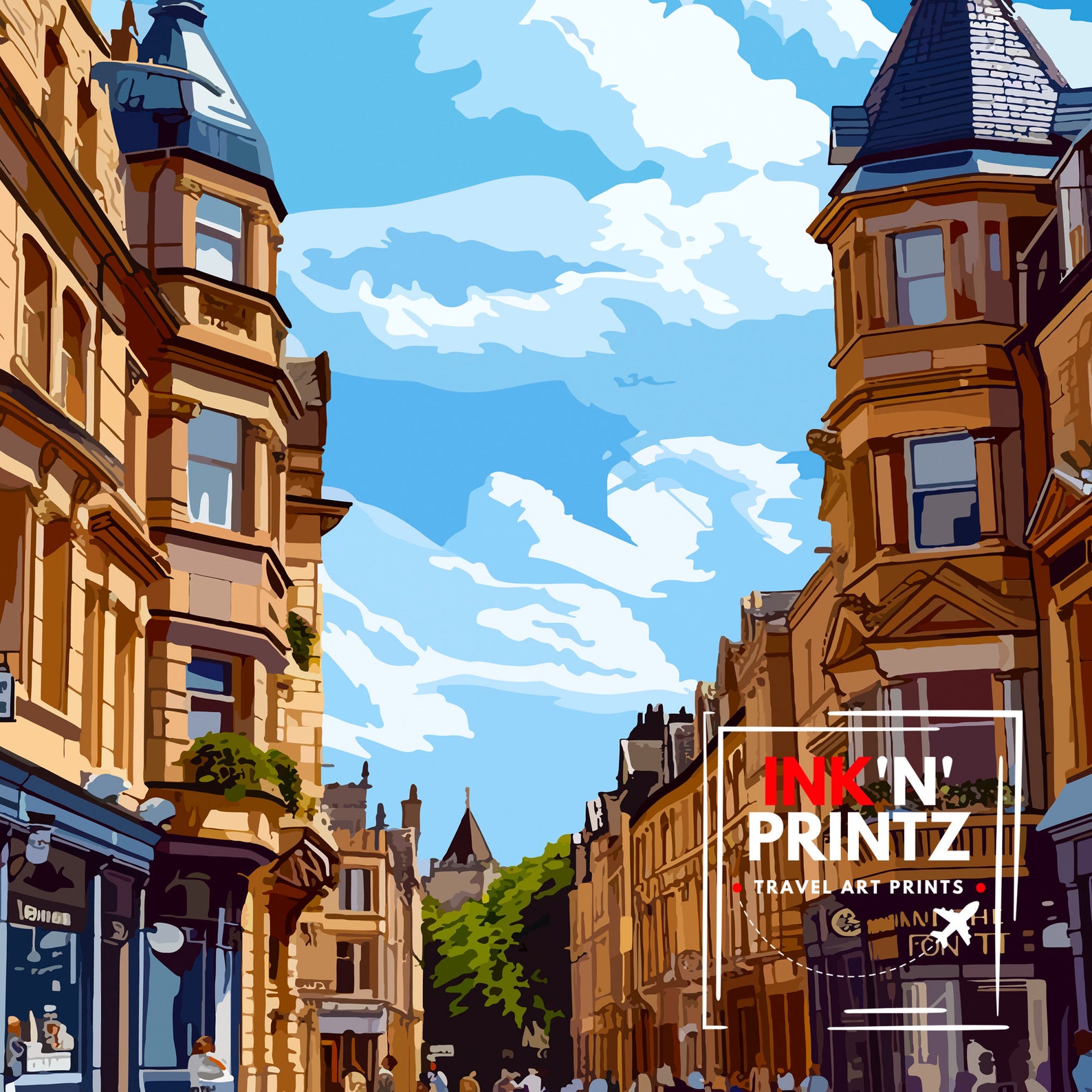 Harrogate Yorkshire Print English Spa Town Art Victorian Architecture ...