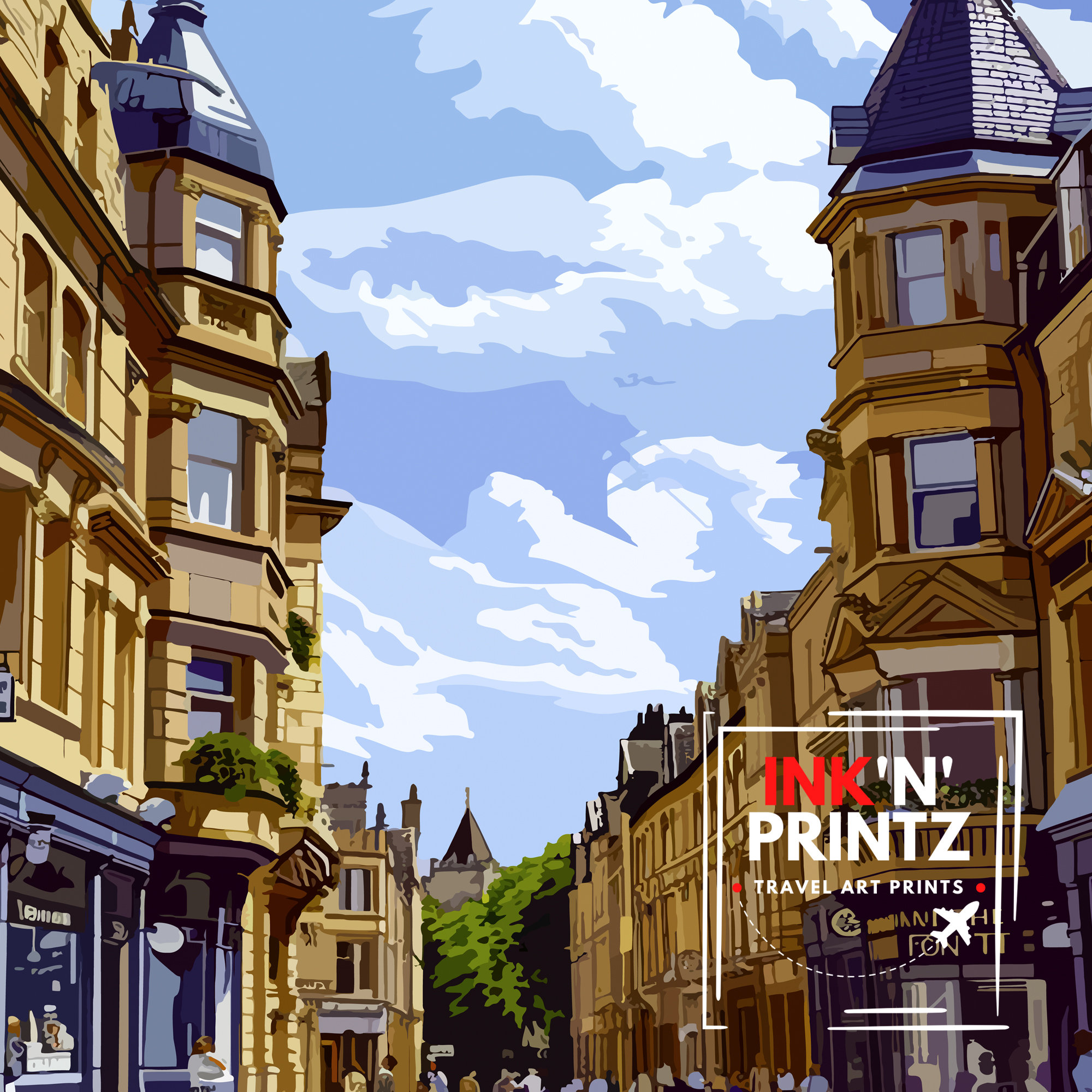 Harrogate Yorkshire Print English Spa Town Art Victorian Architecture ...