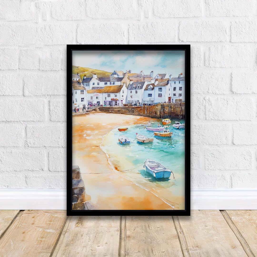 St Ives Watercolor Painting Cornwall Coastal Art St Ives Print Scenic ...