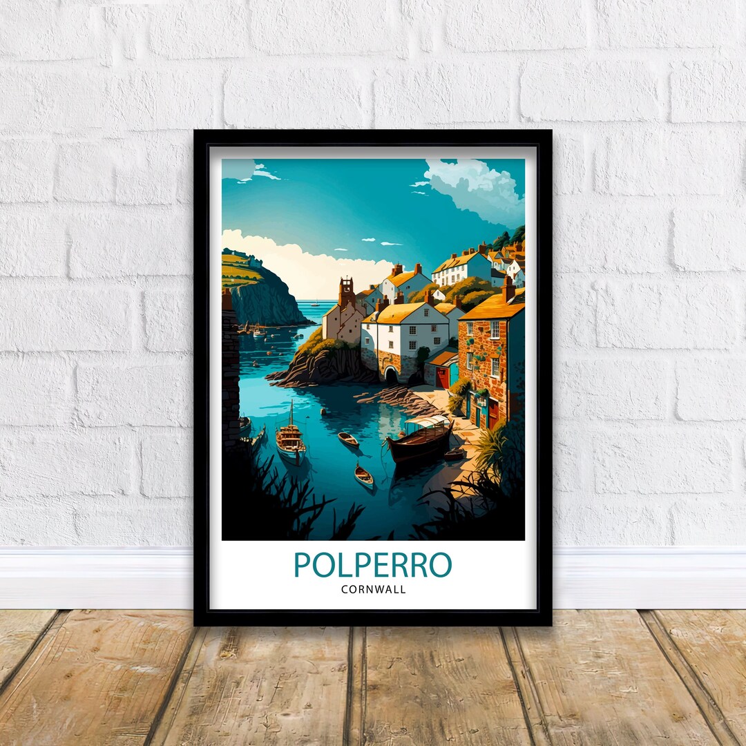 Polperro Cornwall Travel Print Cornwall Wall Decor Polperro ...