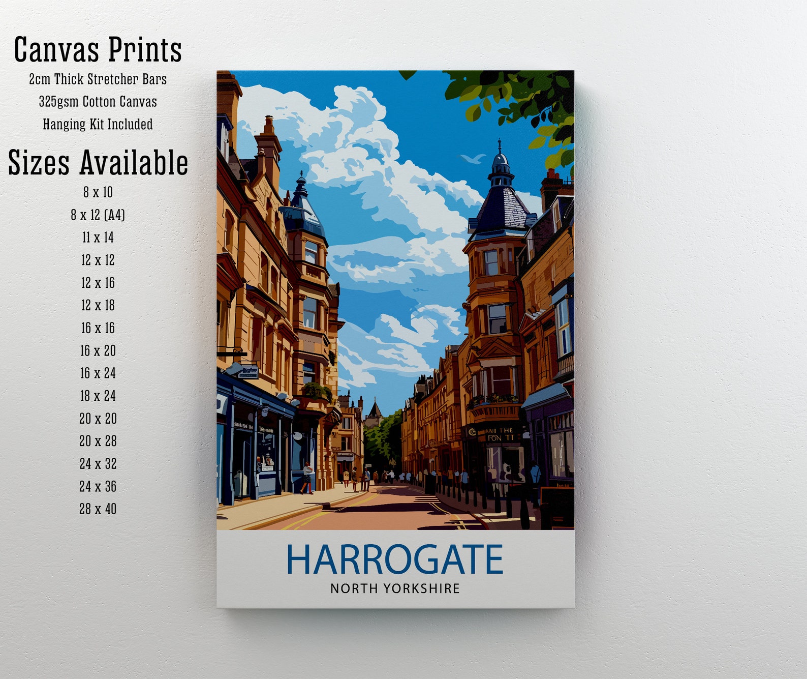 Harrogate Yorkshire Print English Spa Town Art Victorian Architecture ...