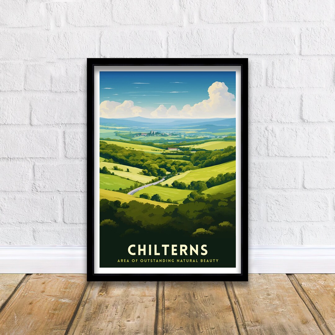 Chilterns AONB Print English Countryside Art Chilterns Landscape Poster ...