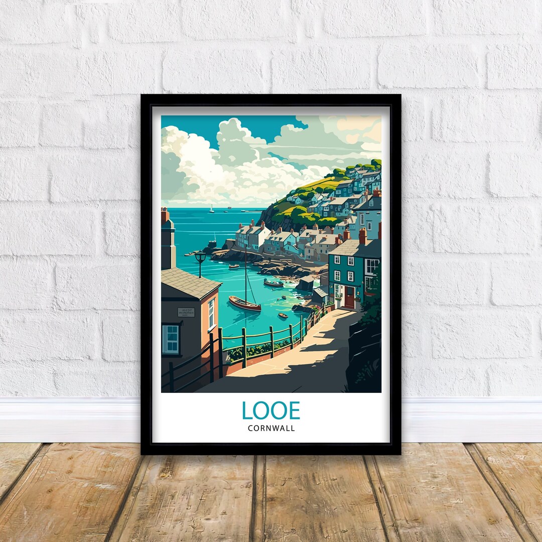 Looe Cornwall Travel Print Looe Wall Decor Looe Home Living Decor Looe ...