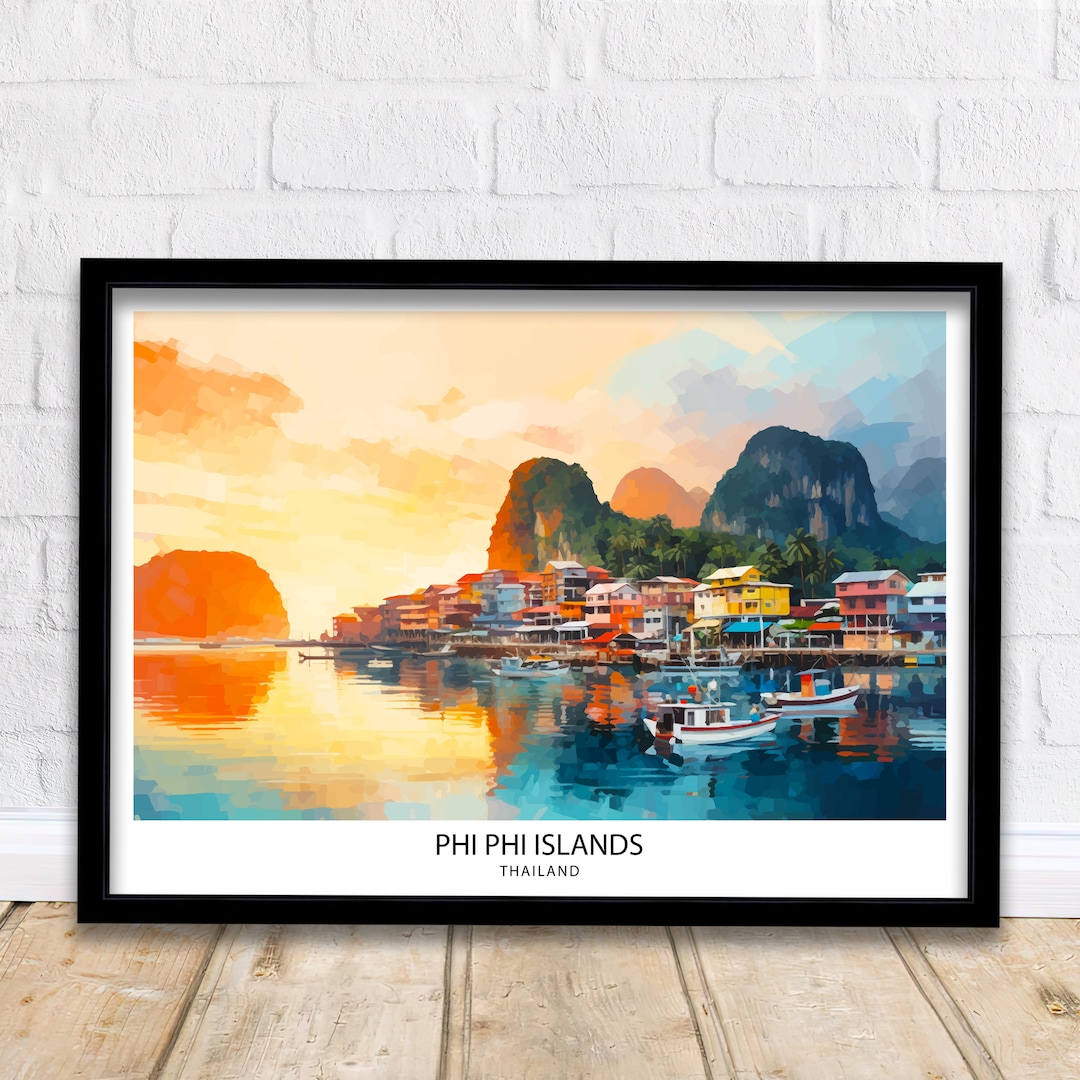 Phi Phi Islands Thailand Travel Print Tropical Wall Decor Phi Phi ...