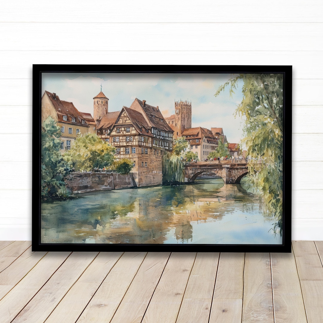 Nuremberg Landscape Painting Poster Germany Wall Art Historic City ...
