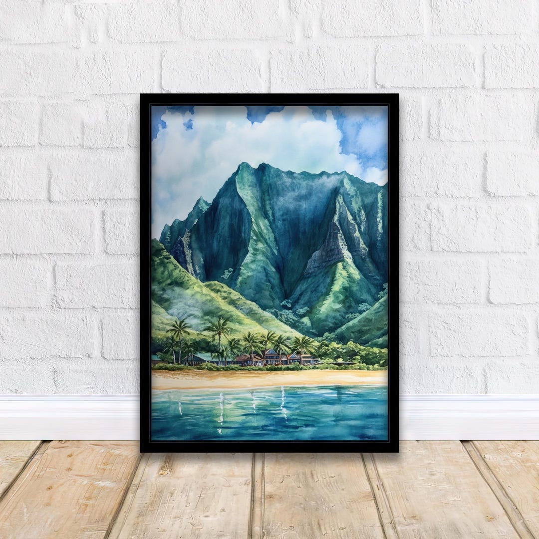 Oahu Watercolor Painting Hawaii Landscape Art Oahu Print Scenic ...