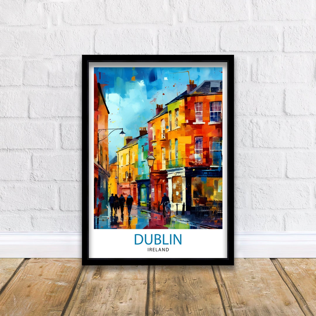 Dublin Ireland Cityscape Print Lively Temple Bar Scene Dublin Wall Art ...