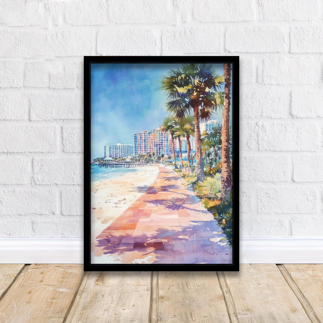 Clearwater Beach Watercolor Painting Florida Beach Art Clearwater Print ...