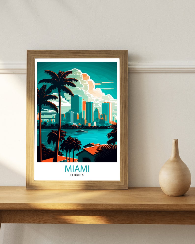 Miami Travel Print| Miami Wall Decor Miami Illustration Miami Florida ...