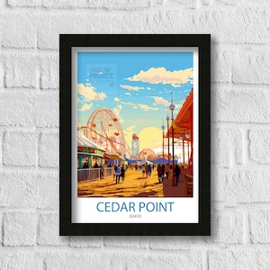 Cedar Point Ohio Print Amusement Park Art Roller Coaster Wall Decor ...