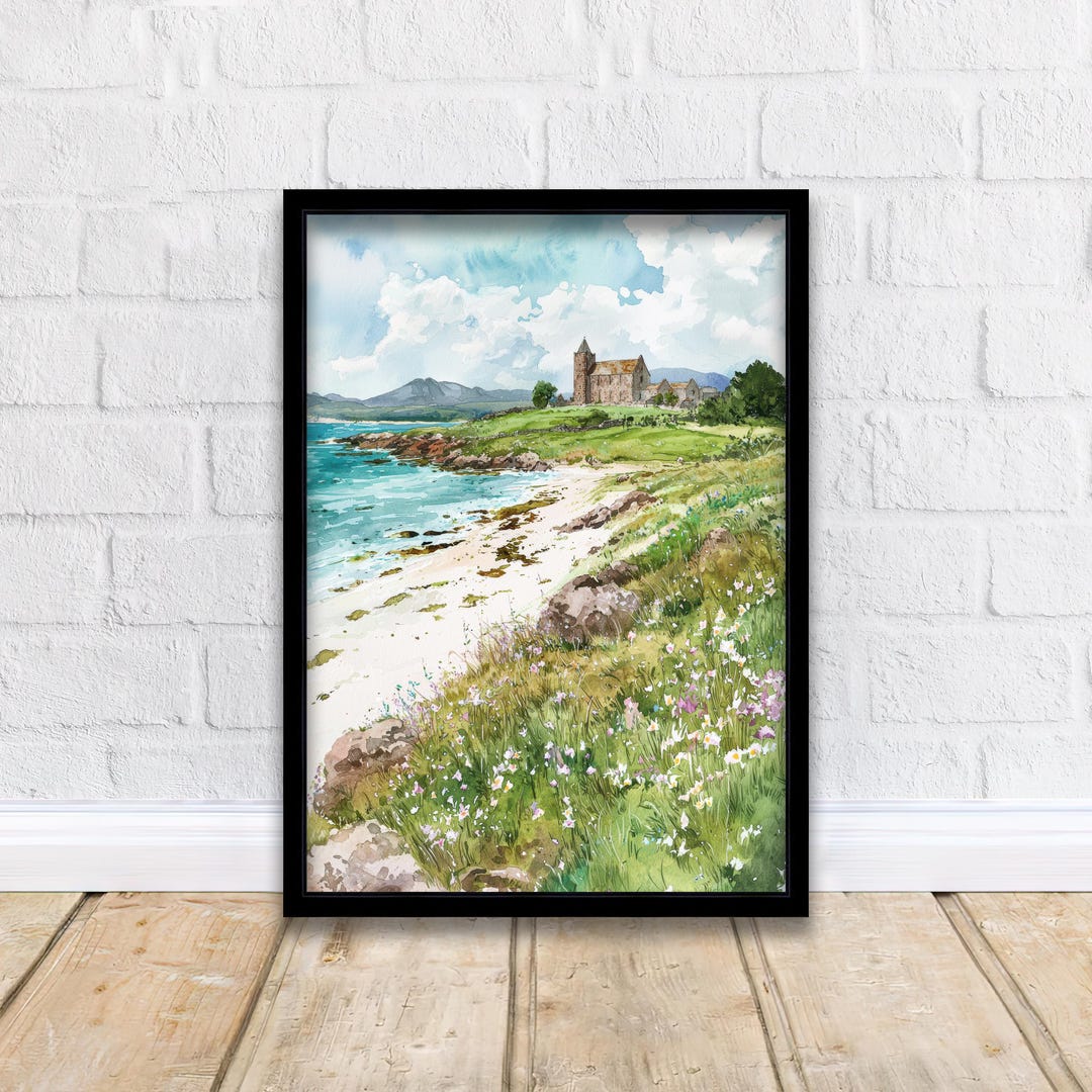Isle of Iona Watercolor Art Print, Iona Abbey Painting, Scottish Island ...