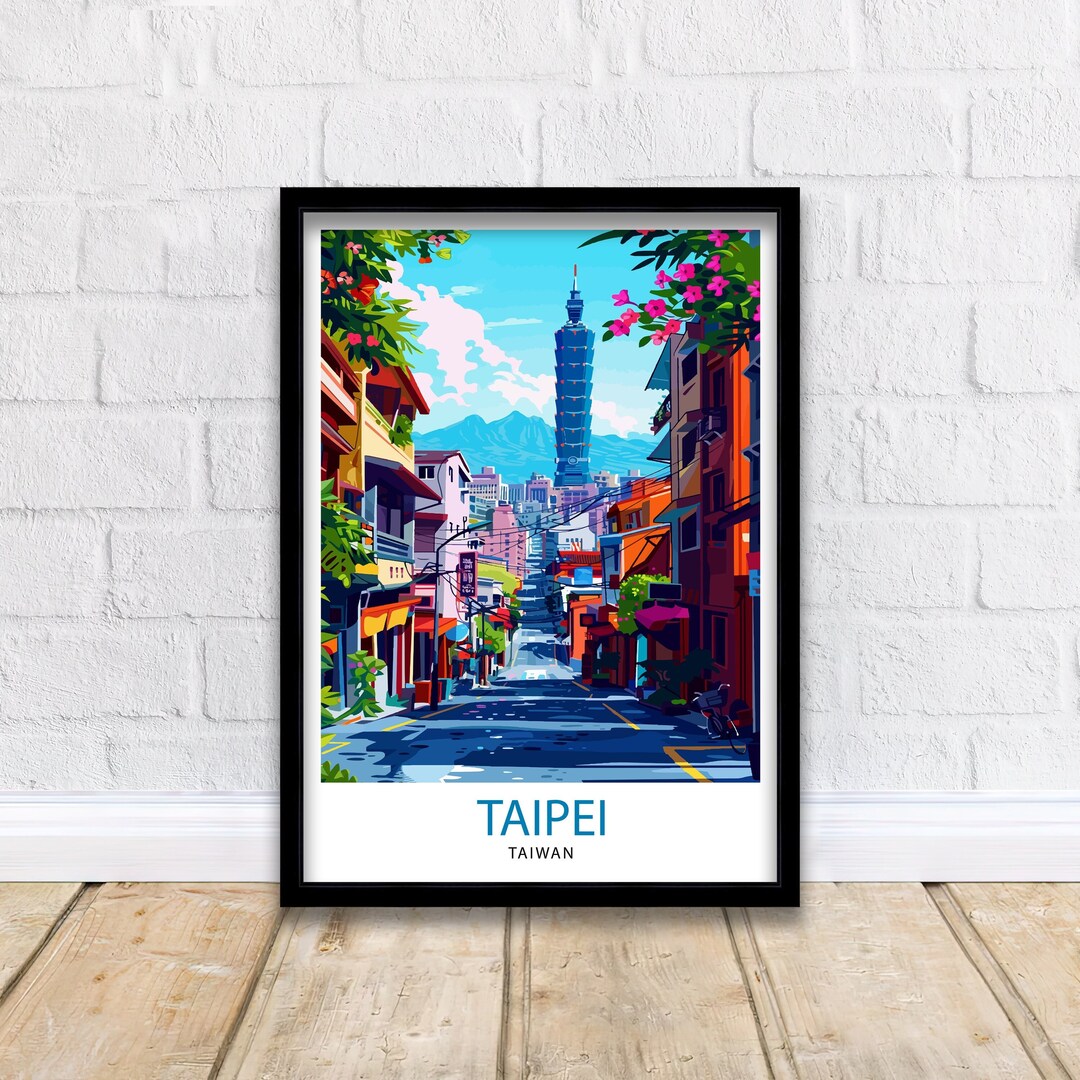 Taipei City Taiwan Travel Print Wall Art Taipei City Wall Hanging Home ...
