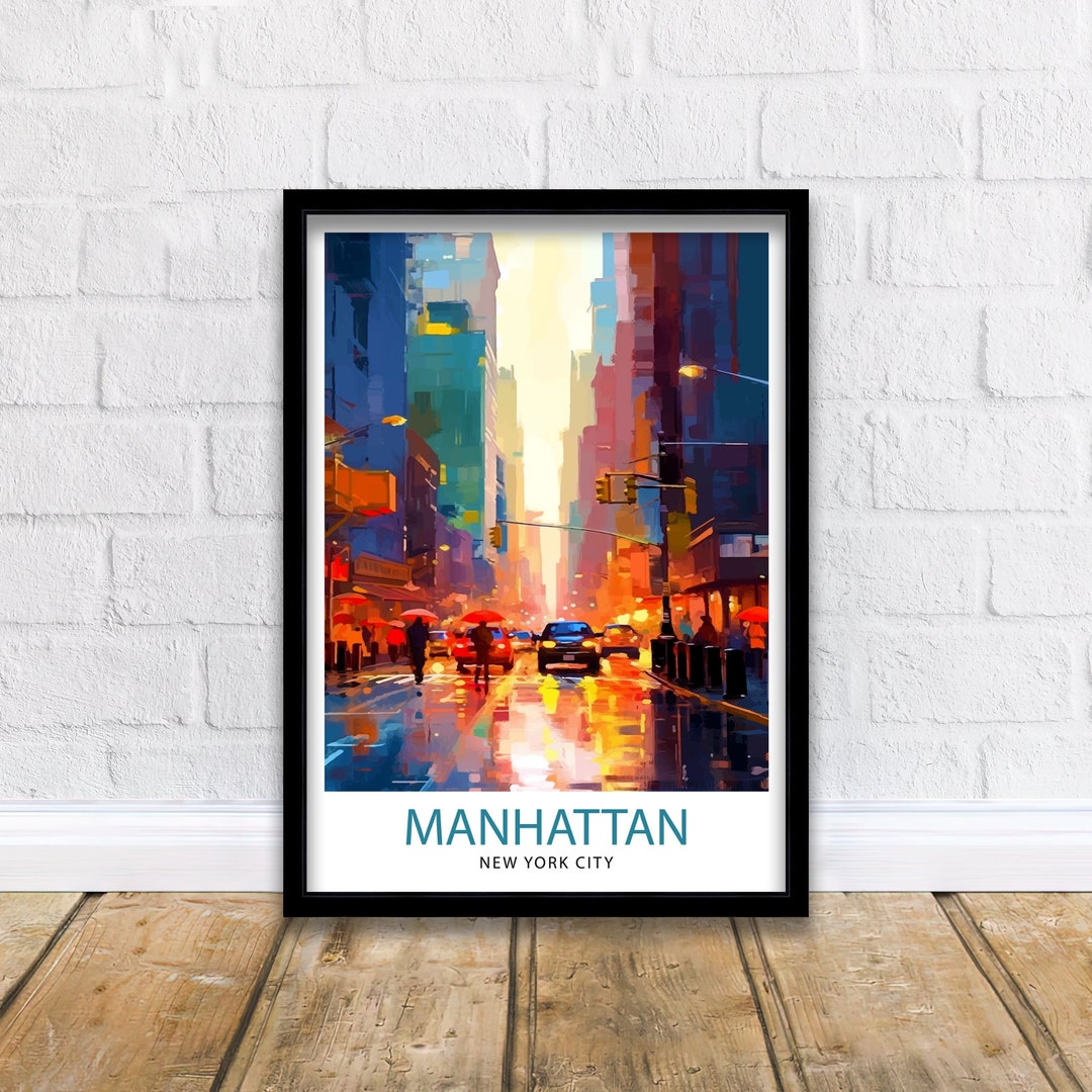 Manhattan New York City Travel Print| Manhattan Wall Decor Manhattan ...