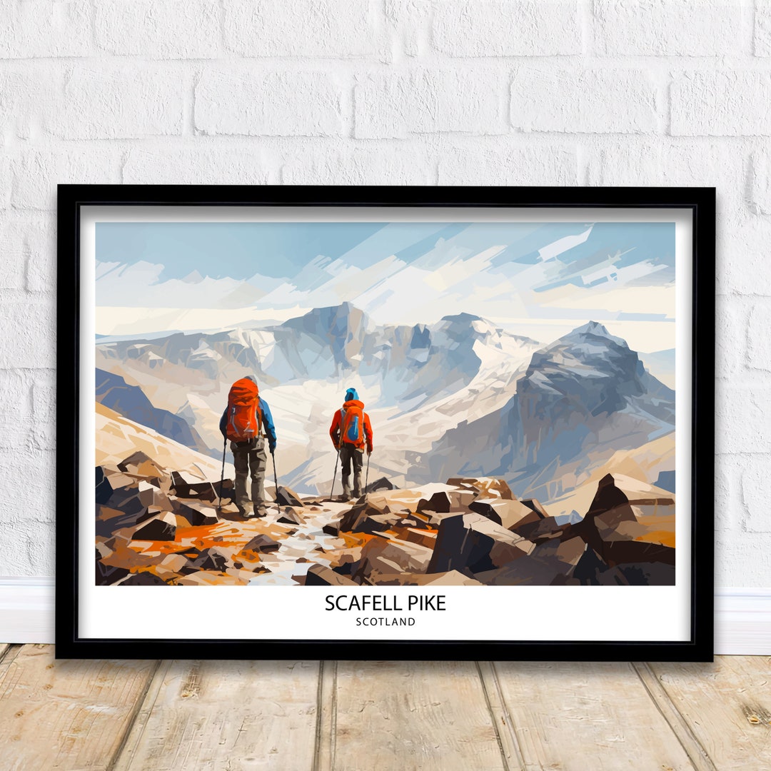 Scafell Pike Travel Print Lake District Wall Art Scafell Pike ...
