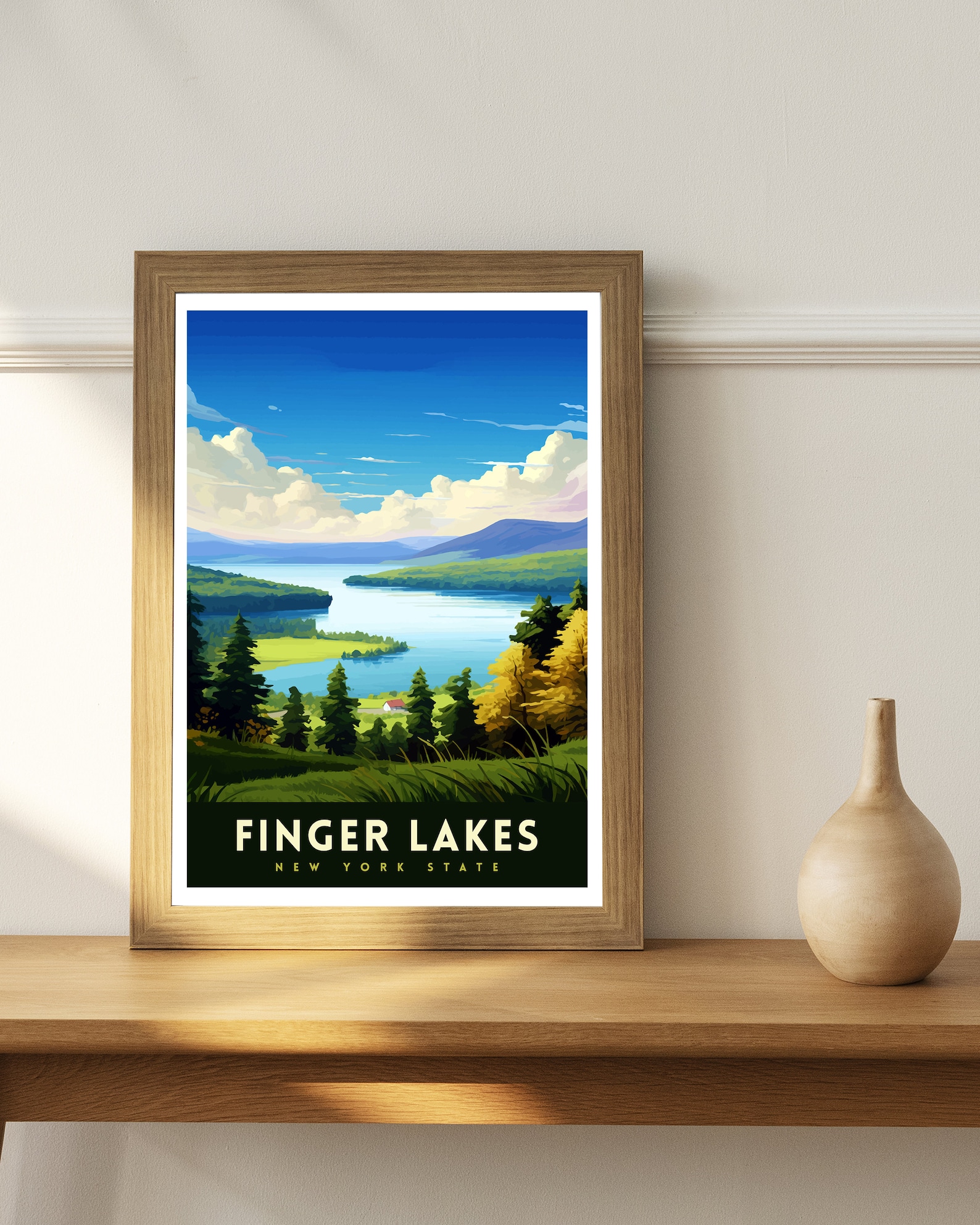 Finger Lakes New York State Travel Print| Finger Lakes Wall Decor ...