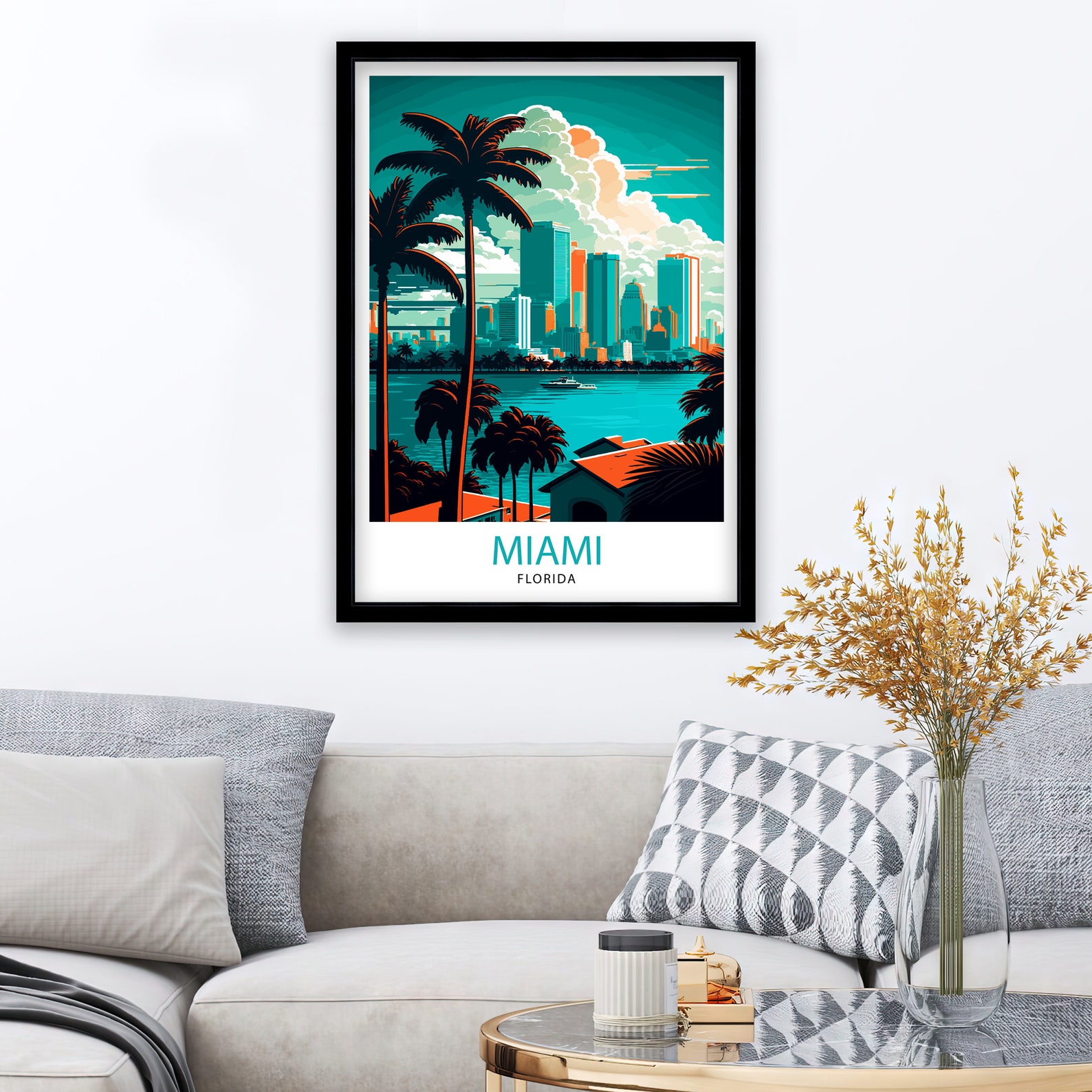Miami Travel Print| Miami Wall Decor Miami Illustration Miami Florida ...