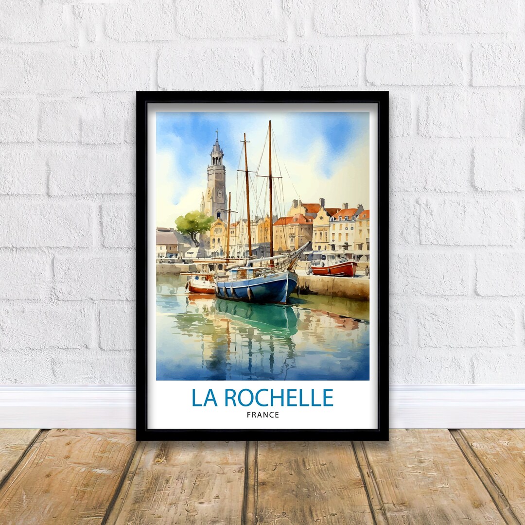 La Rochelle Travel Print La Rochelle Wall Decor France Illustration ...