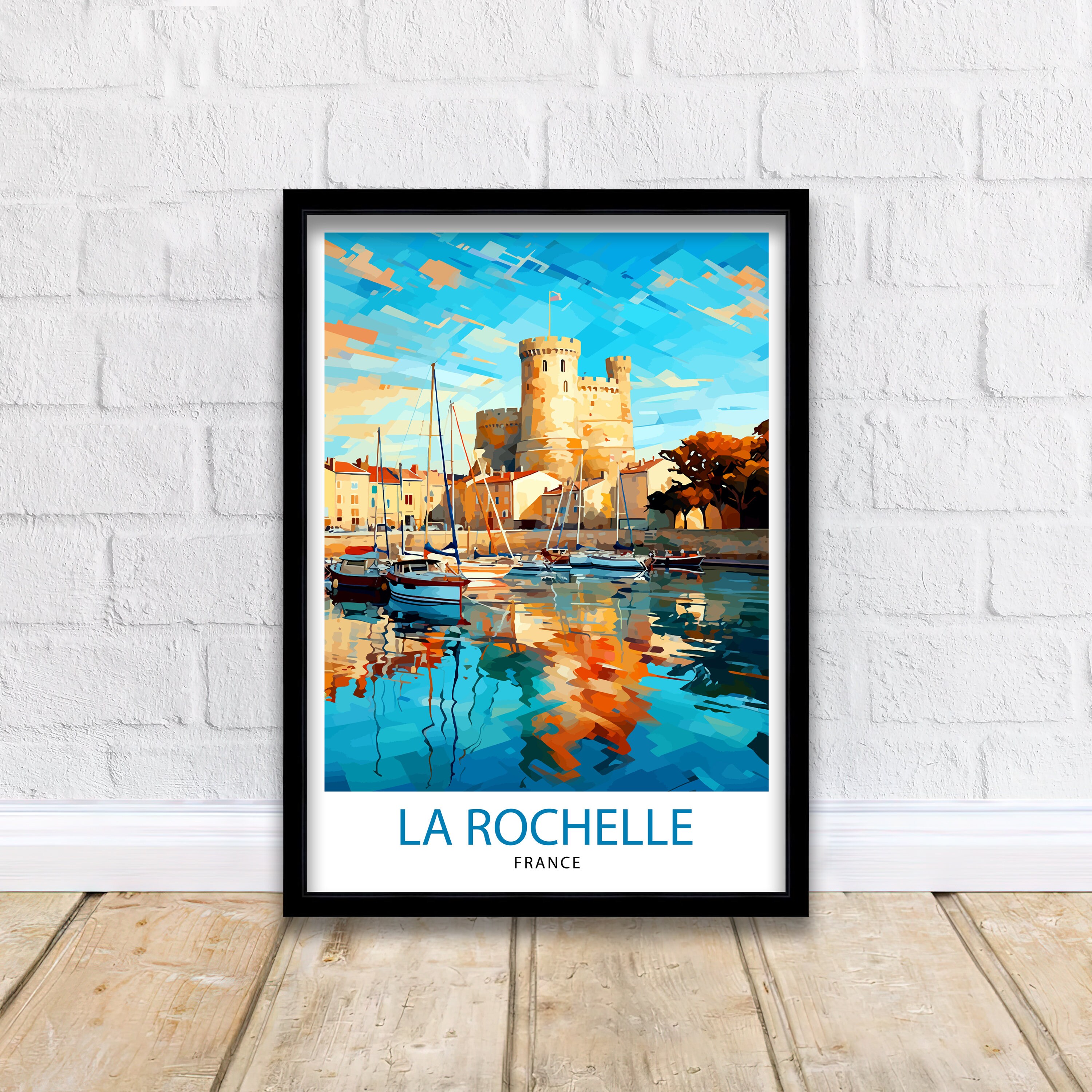 La Rochelle Travel Print La Rochelle Wall Decor France Illustration ...