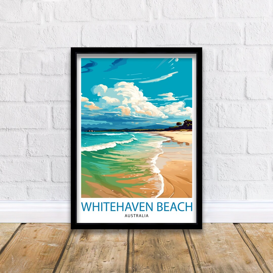 Whitehaven Beach Australia Travel Print Beach Wall Decor Australian Coastal Poster Tropical ...