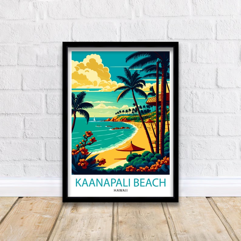 Kaanapali Beach Travel Print Hawaii Wall Art Maui Island Decor ...