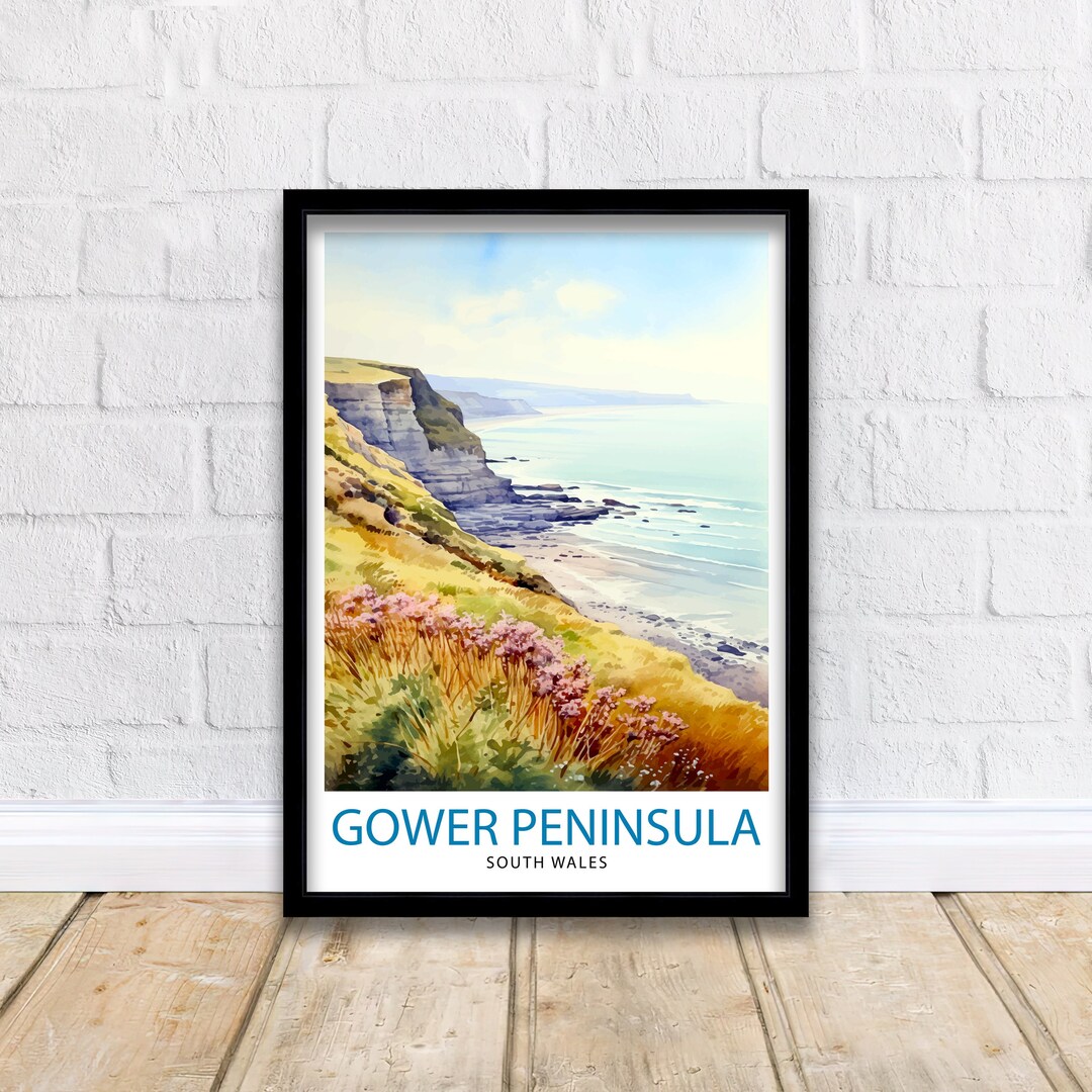 Gower Peninsula Wales Travel Print Wall Decor Wall Art Gower Peninsula ...